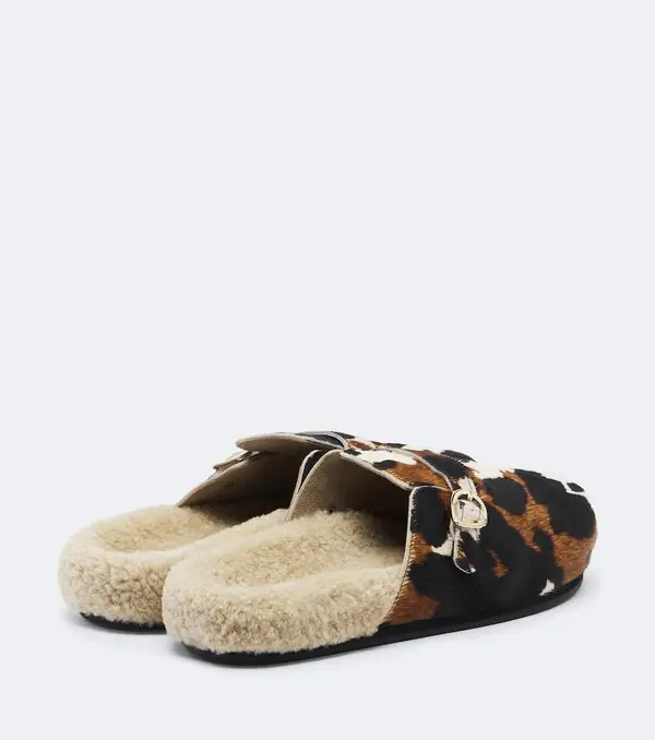 ANCIENT GREEK SANDALS Vasilitsa Shearling-trimmed Calf Hair Clogs