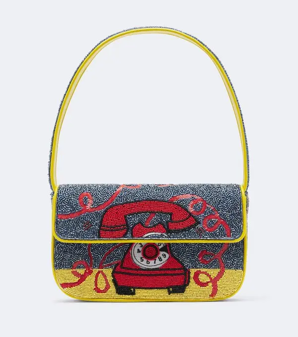 Staud Tommy Small Beaded Shoulder Bag