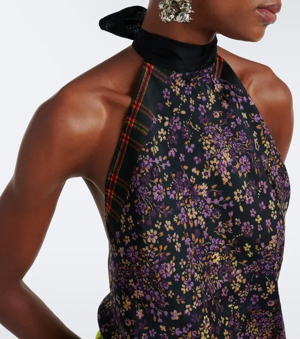 Dries Van Noten Floral Silk Halterneck Top - Multicoloured