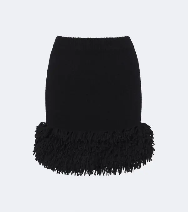 Loewe Fringed Wool-blend Miniskirt - Black