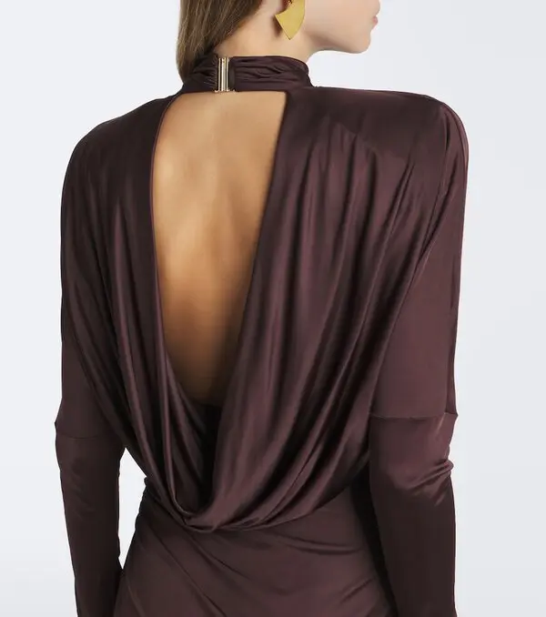 Balmain Draped Jersey Maxi Dress