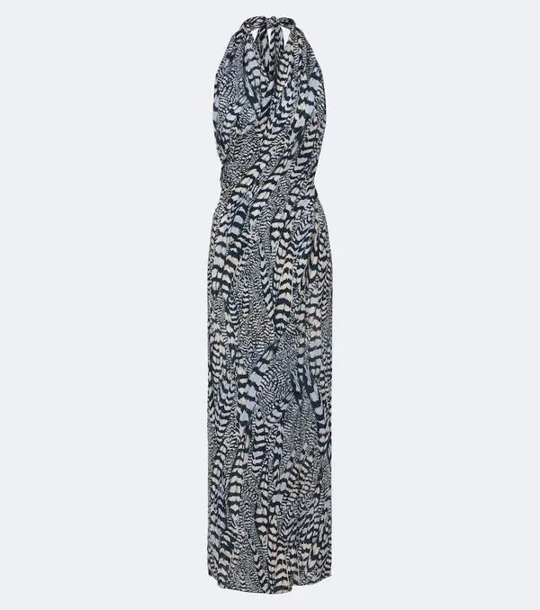 Johanna Ortiz Enigma Silk Georgette Halterneck Top - Blue