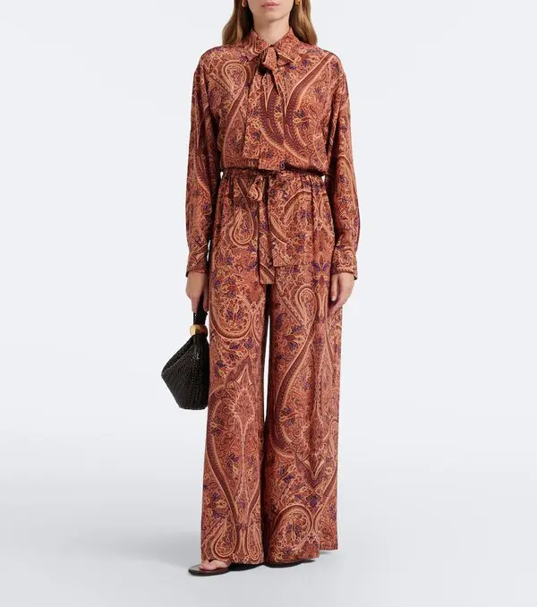 Ulla Johnson Sawyer Silk Crepe De Chine Wide-leg Pants