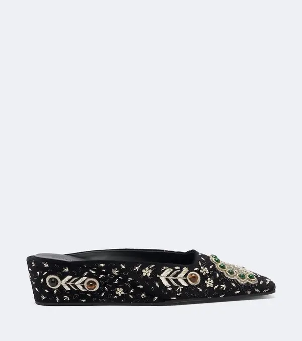 Zimmermann Atelier Embellished Velvet Wedge Mules