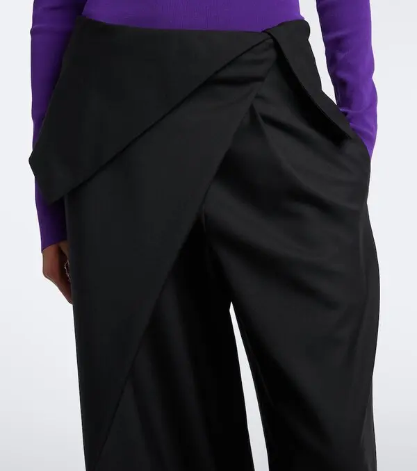 Loewe Draped Wool Wide-leg Pants