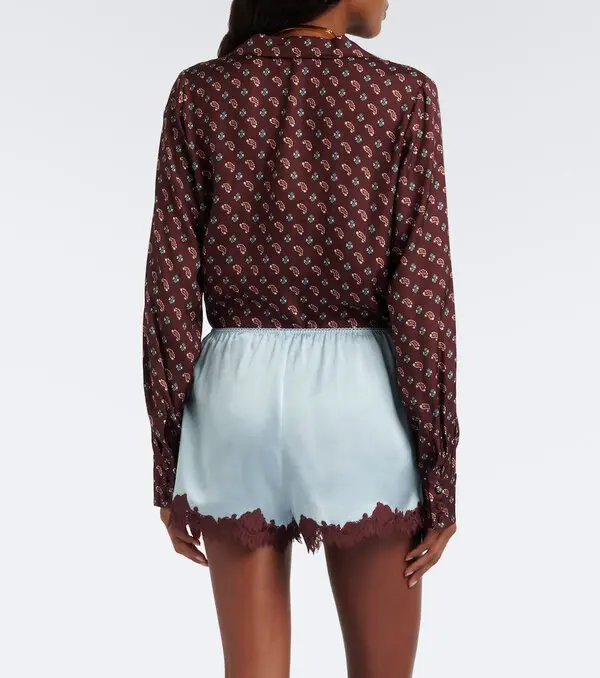 DÔEN Iona Lace-trimmed Silk Satin Shorts