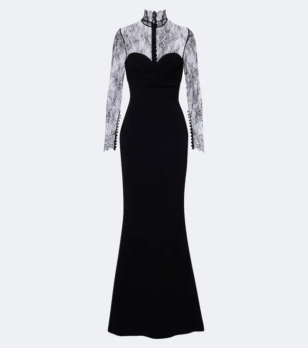 Elie Saab Lace-trimmed Cady Gown