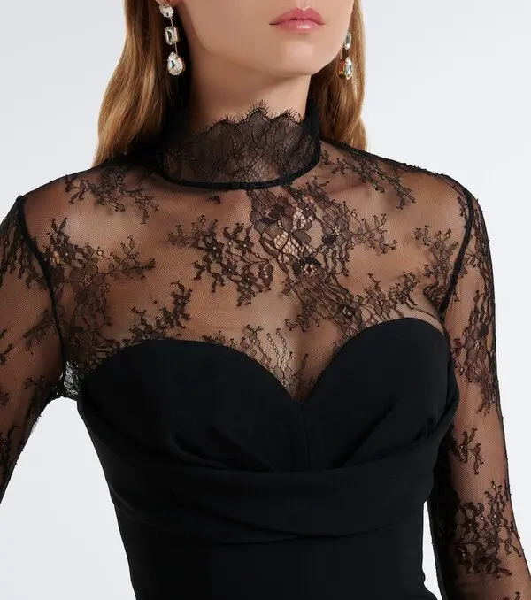 Elie Saab Lace-trimmed Cady Gown