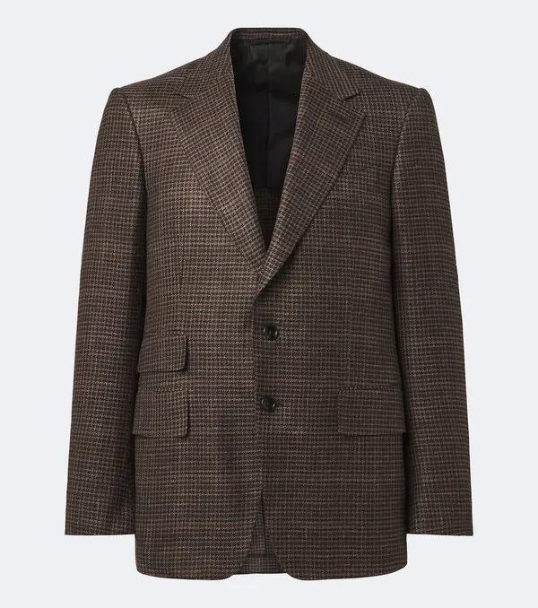 TOM FORD Houndstooth Wool, Silk, And Linen Blazer