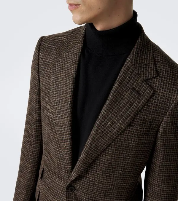 TOM FORD Houndstooth Wool, Silk, And Linen Blazer