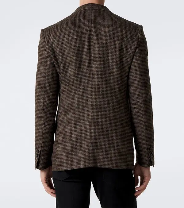 TOM FORD Houndstooth Wool, Silk, And Linen Blazer