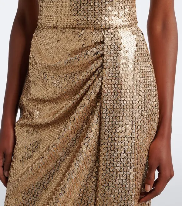 Elie Saab Draped Sequined Halterneck Gown