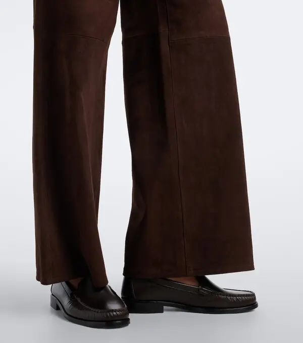 FRAME Le Slim Palazzo Suede Wide-leg Pants