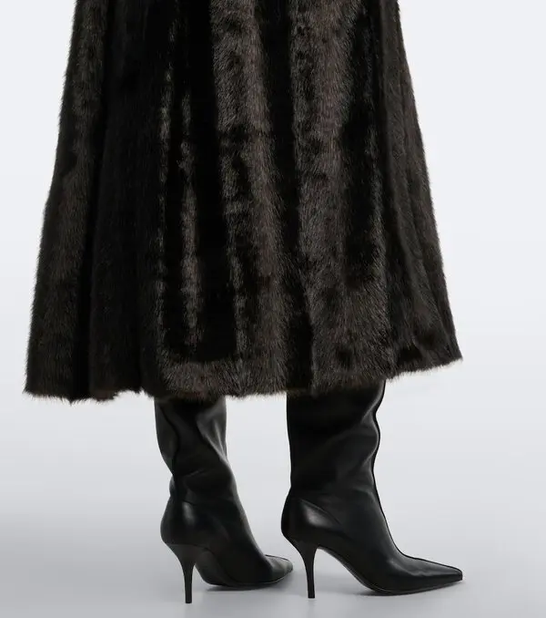 Magda Butrym Belted Leather-trimmed Coat