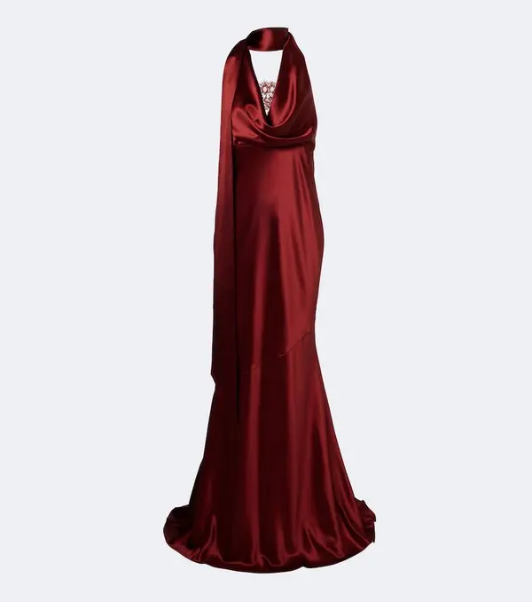 Retrofete Melly Satin Halterneck Gown