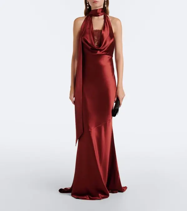 Retrofete Melly Satin Halterneck Gown