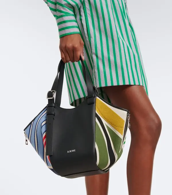 Loewe Hammock Flip Embroidered Striped Tote Bag