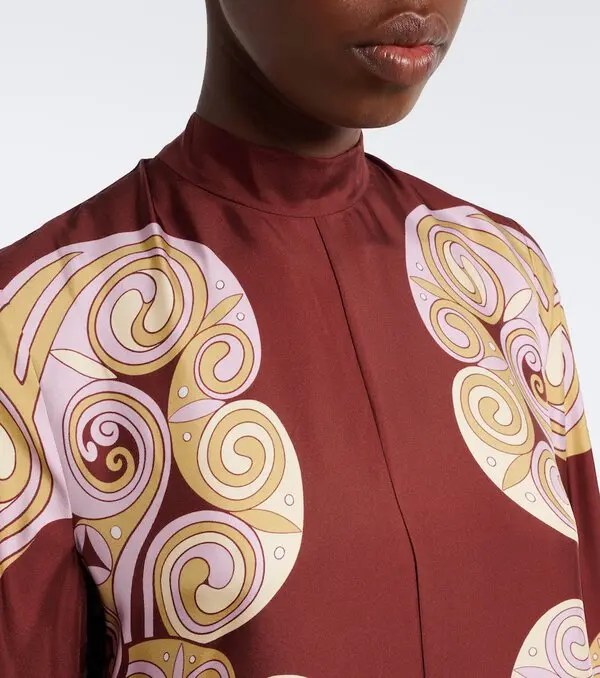 La DoubleJ Kells Swirl Silk Satin Maxi Dress