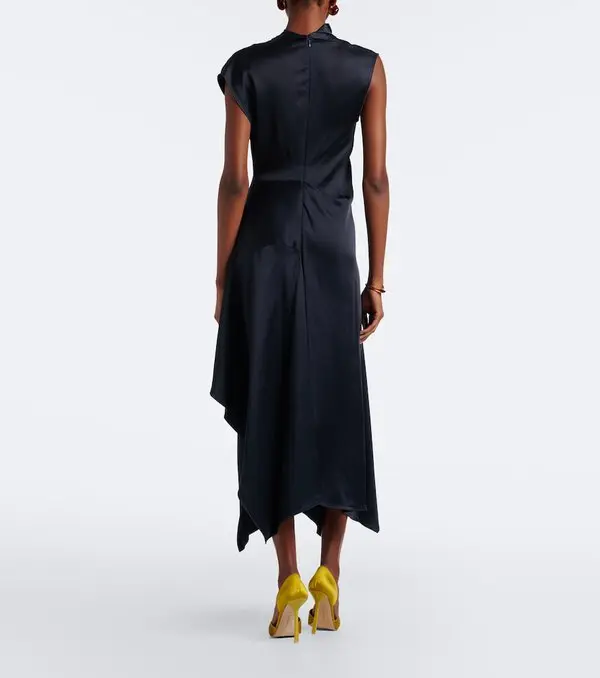 Victoria Beckham Draped Satin Midi Dress - Blue