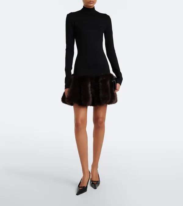 David Koma Knitted Turtleneck Minidress