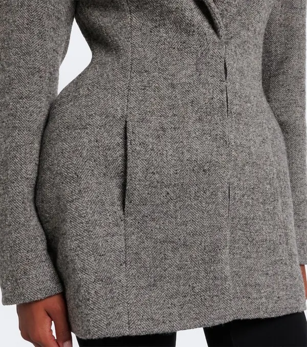Magda Butrym Herringbone Wool-blend Blazer Dress