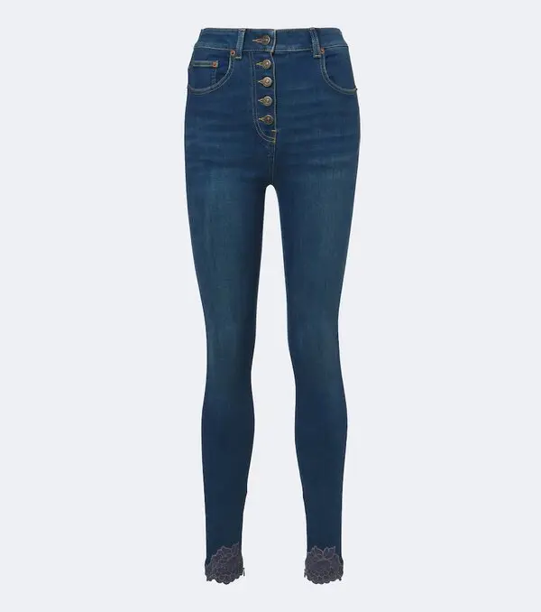 Valentino Garavani Lace-trimmed Skinny Jeans