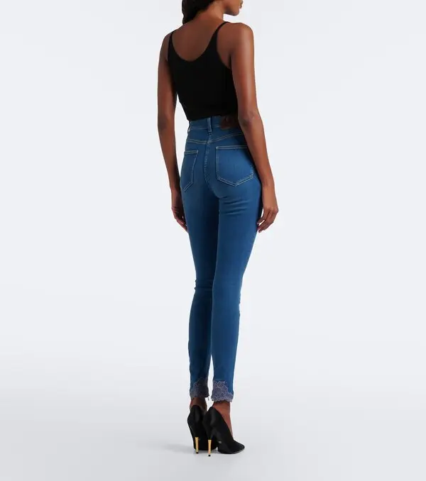 Valentino Garavani Lace-trimmed Skinny Jeans