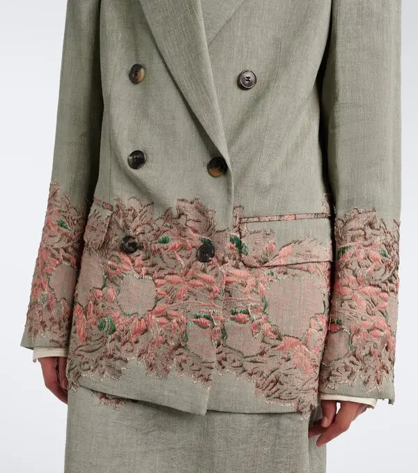 Dries Van Noten Embroidered Linen And Cotton-blend Blazer