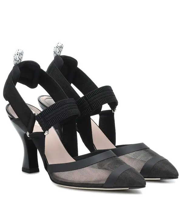 Fendi Colibri Mesh Slingback Pumps