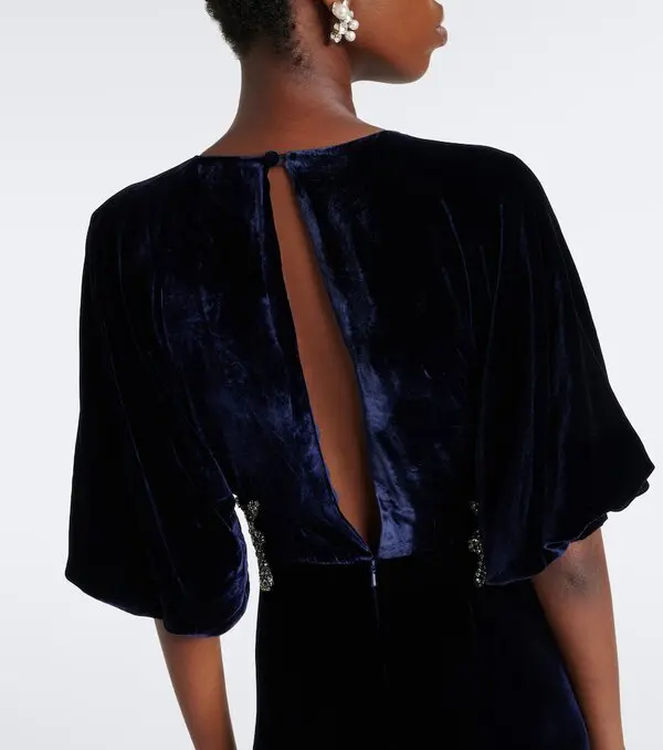 Costarellos Crystal-embellished Velvet Gown