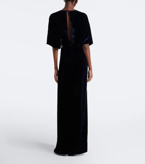 Costarellos Crystal-embellished Velvet Gown