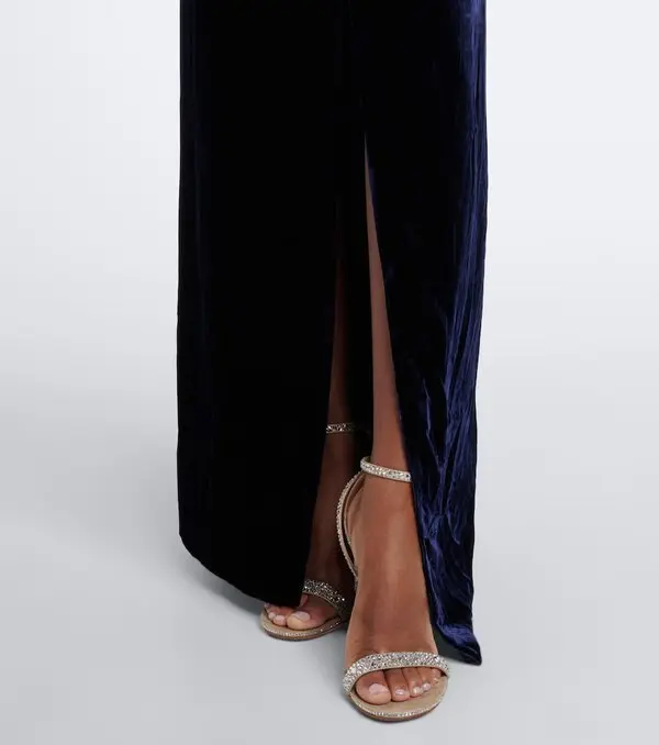 Costarellos Crystal-embellished Velvet Gown
