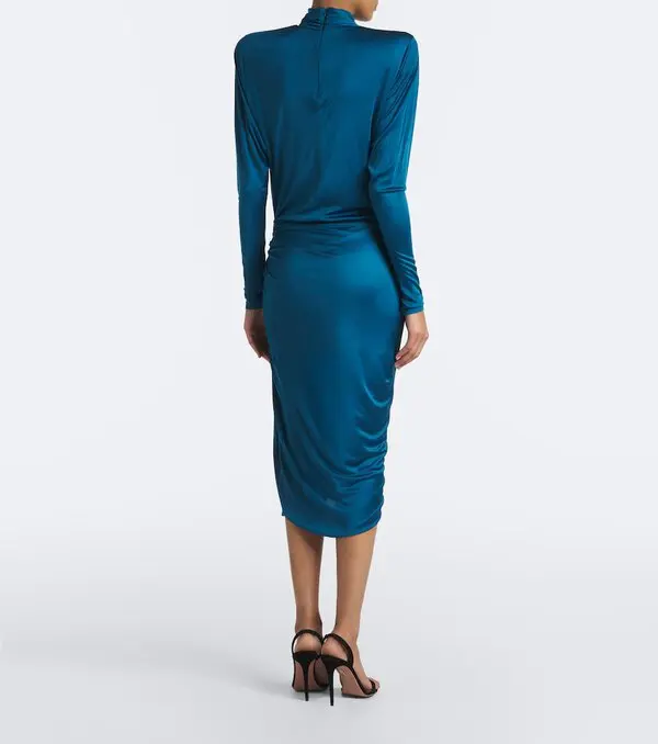 Balmain Gathered Jersey Midi Dress