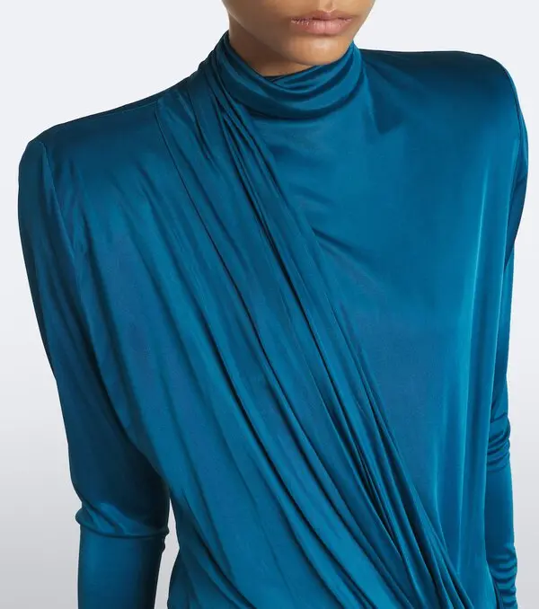 Balmain Gathered Jersey Midi Dress