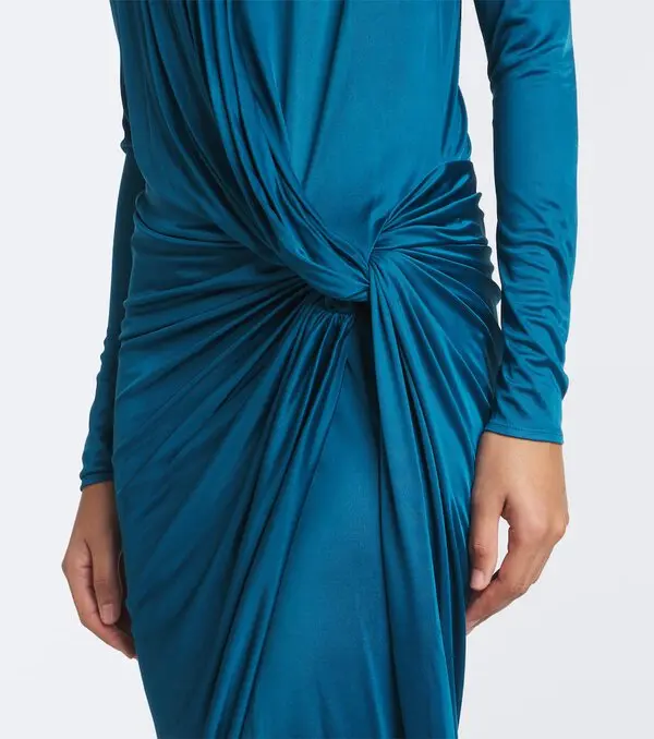 Balmain Gathered Jersey Midi Dress