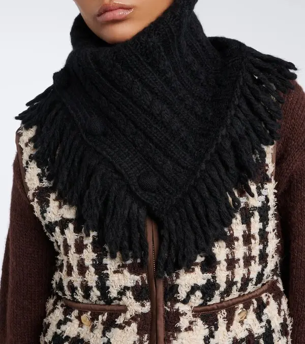 Moncler Fringed Alpaca And Wool-blend Snood
