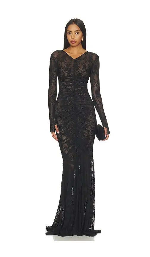 Norma Kamali Shirred Front Fishtail Gown In . Also - Black
