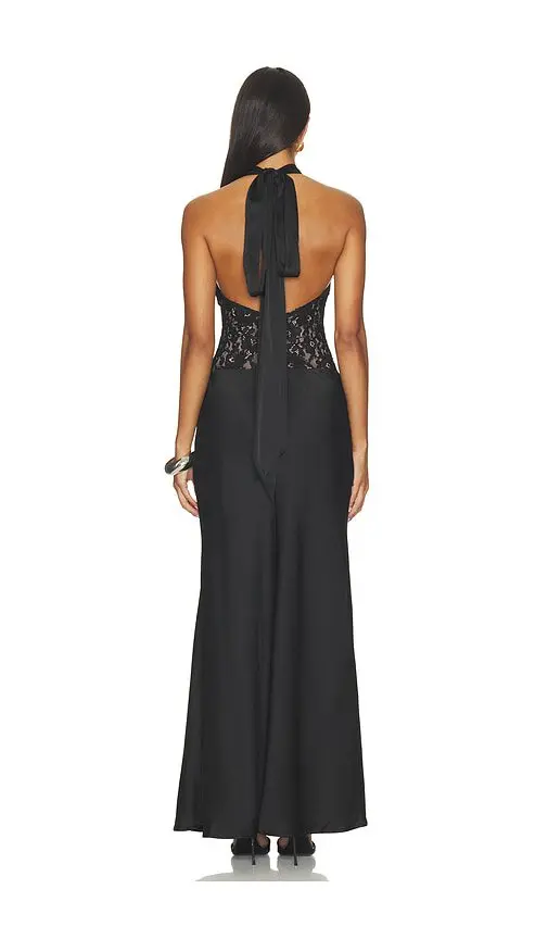 RUNAWAY THE LABEL Senna Halter Open Back Maxi Dress In . Also