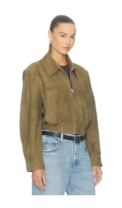 AGOLDE Nahla Cropped Suede Jacket In . Also