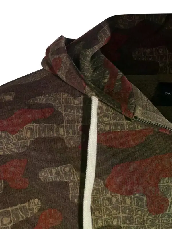 DAILY PAPER Camouflage-print Zip-up Hoodie - Brown