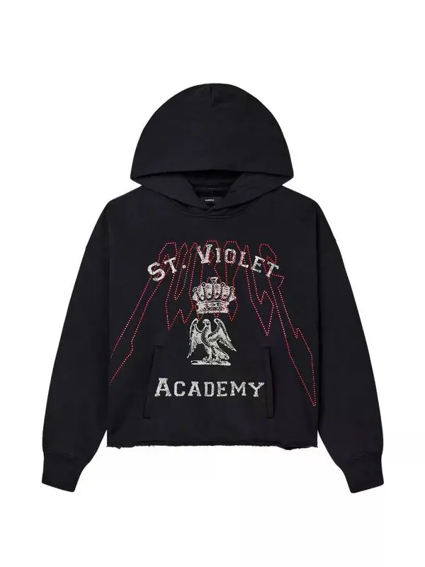 PURPLE BRAND Graphic-print Raw-cut Hoodie