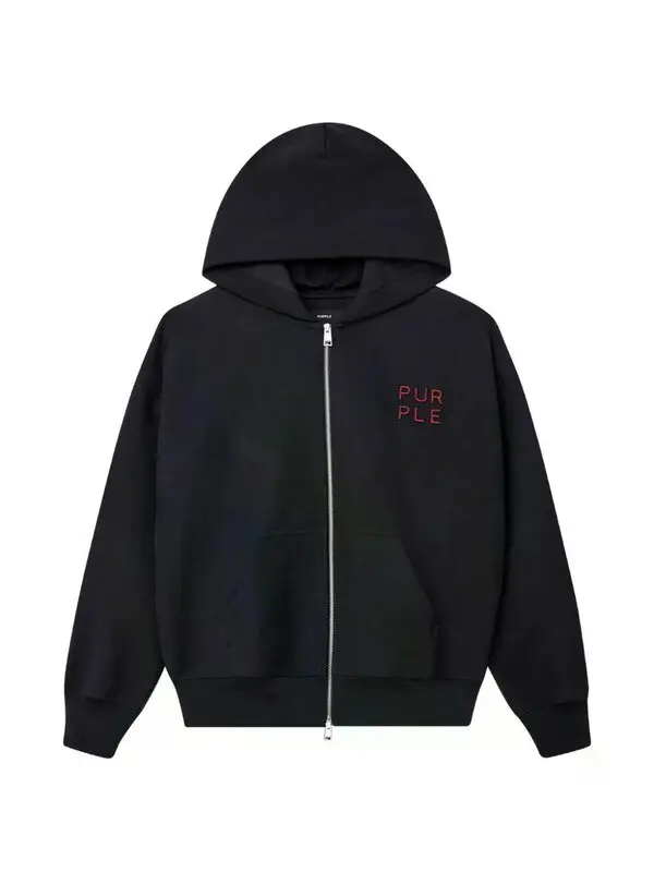 PURPLE BRAND Logo-embroidered Zip-up Hoodie