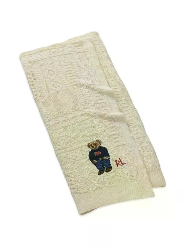 Ralph Lauren Baybrook Polo Bear Cable-knit Throw Blanket
