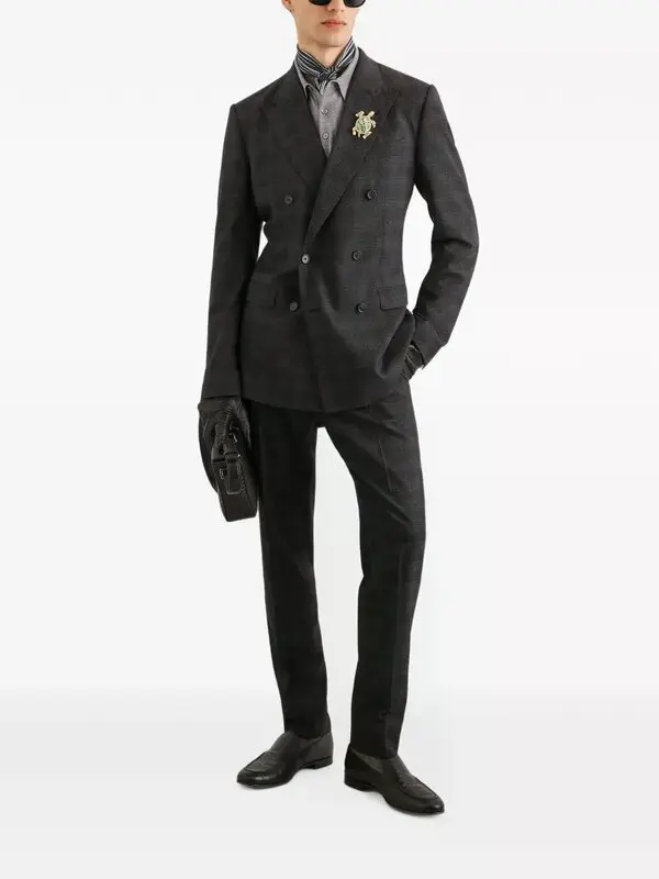 Dolce & Gabbana Martini Light Double-breasted Suit In Glen Plaid
