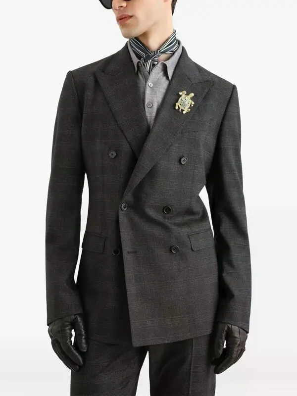 Dolce & Gabbana Martini Light Double-breasted Suit In Glen Plaid