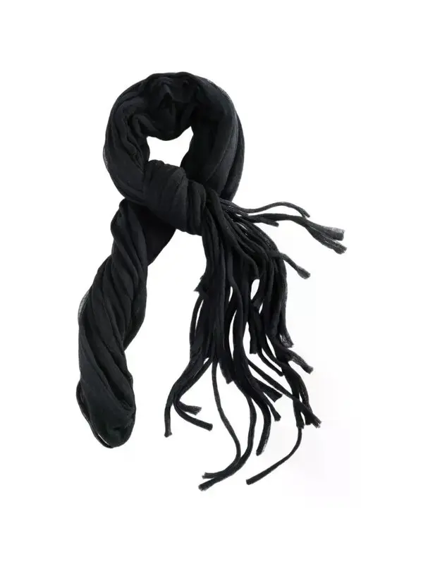 YEHUAFAN Fringed Cashmere Scarf - Black
