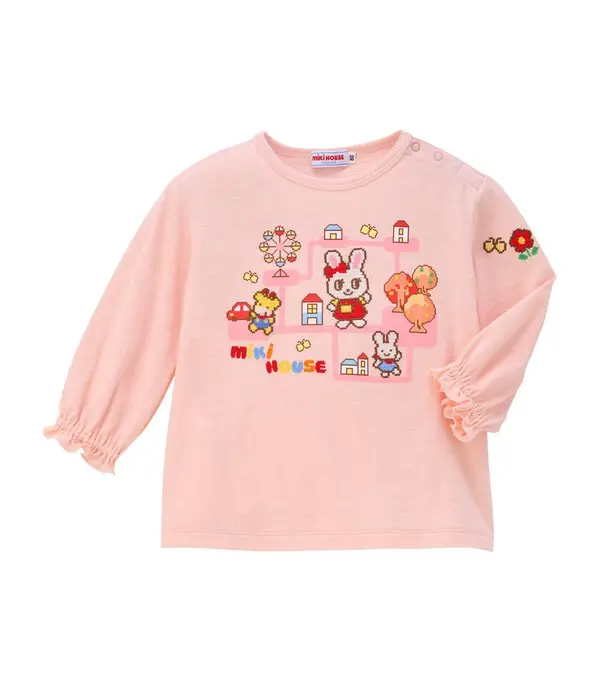 MIKI HOUSE Cotton Embroidered T-shirt - Pink