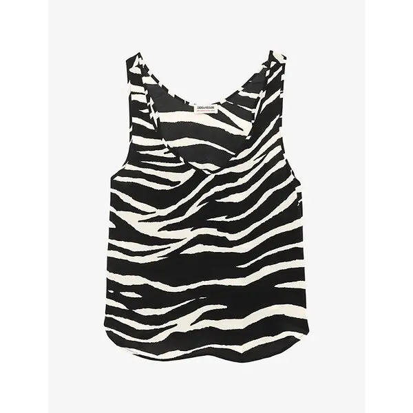 Zadig&Voltaire Tarys Printed Scoop-neck Satin Top
