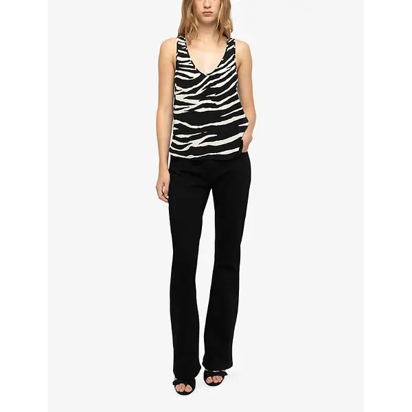 Zadig&Voltaire Tarys Printed Scoop-neck Satin Top