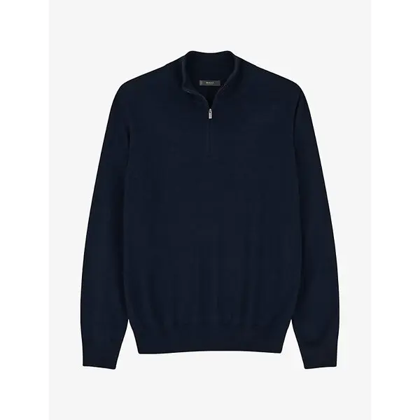 Boggi Milano Half-zip Wool Sweatshirt - Navy Blue